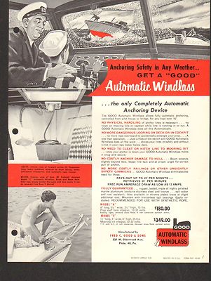 VINTAGE AD SHEET #1460 - AUTOMATIC WINDLASS - NAUTICAL ANCHORING DEVICE ...