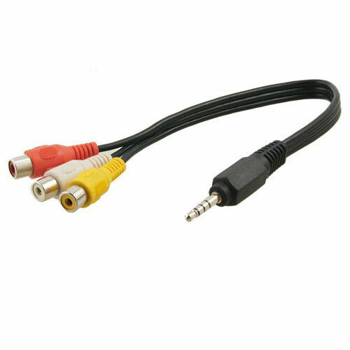3.5mm Mini AV Male Plug to 3 RCA Female Audio Video AV HDTV LCD TV ...