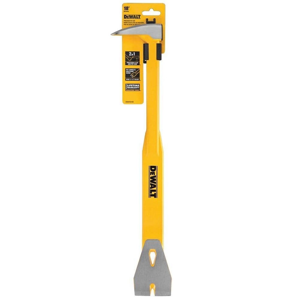 DEWALT 18 in Precision Pry Bar, 2-in-1 tool featuring a precision claw ...