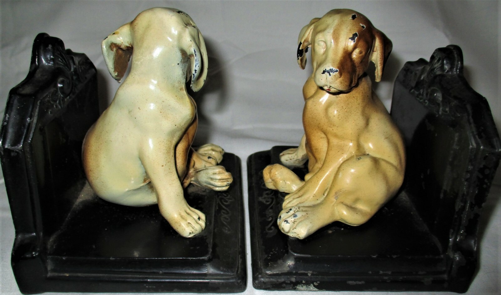 ANTIQUE 5 LB. RONSON MFG. CO. ENAMEL METAL PUPPY TERRIER DOG ART STATUE ...