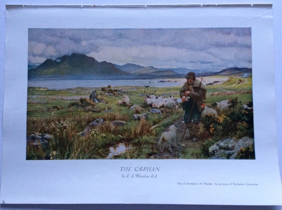 E A WATERLOW - THE ORPHAN LAMB - SHEPHERD - FARMING ART - VINTAGE 1930 ...