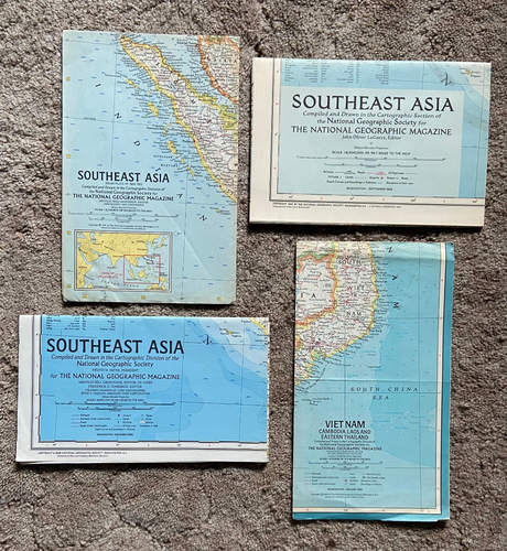 Lot 4 Vintage 1955-1968 National Geographic VIETNAM CAMBODIA SOUTHEAST ...