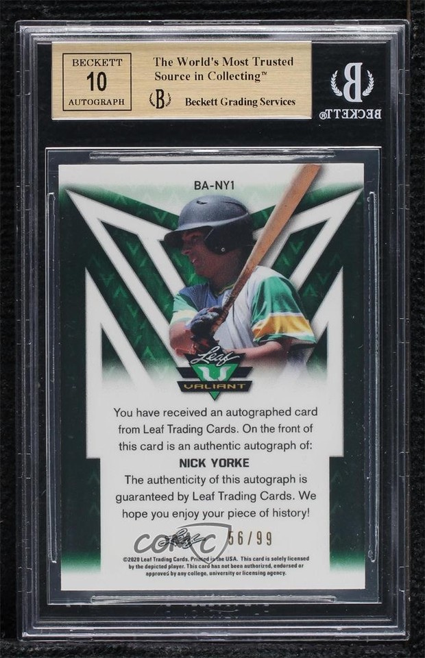 2020 Leaf Valiant /99 Nick Yorke #BA-NY1 BGS 9.5 GEM MINT Auto | eBay