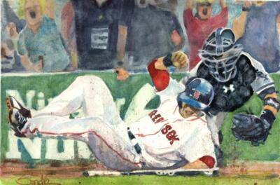 Red Sox Baseball : Signed LE Art Print : Sandra Watercolors | eBay