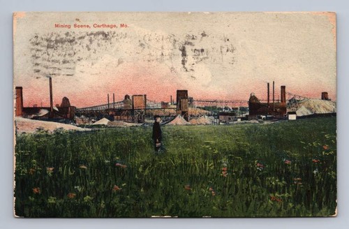 "Mining Scene" Carthage Missouri ~ Antique Marble Quarry? Mine Postcard ...