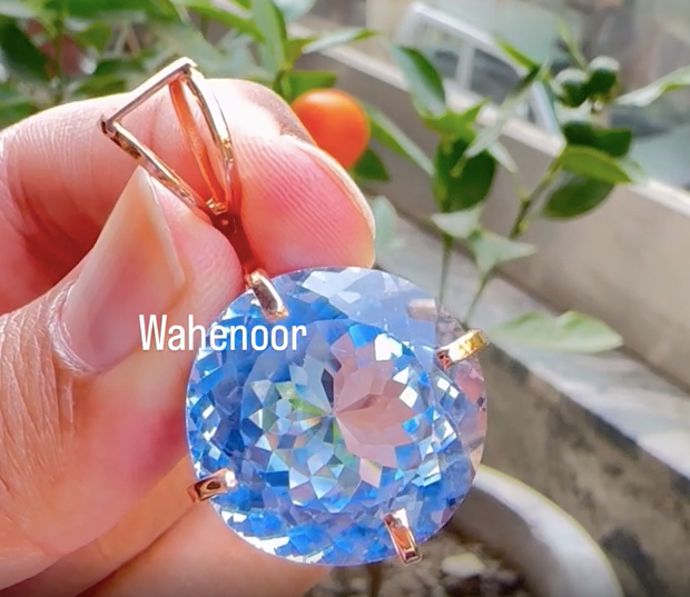 RARE Natural Blue Jeremejevite 23 MM Round 925 Sterling Silver Pendant ...