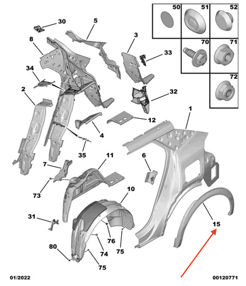 PEUGEOT 2008 Rear Right Fender Molding 98257365XT NEW GENUINE | eBay