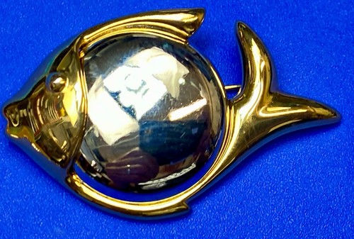 Two Tone Fish Brooch Pin Gold Tone Vintage Jewelry by Liz Claiborne LCI ...