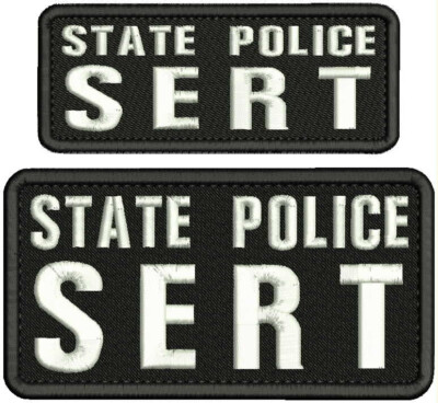 state police sert embroidery patches 3x6 and 2x5 hook white letters | eBay