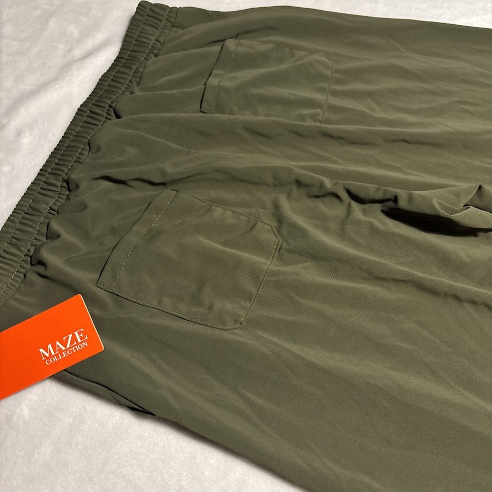 MAZE Cargo Style Trousers Soft Wide Leg Olive Green Pants Comfort Size ...