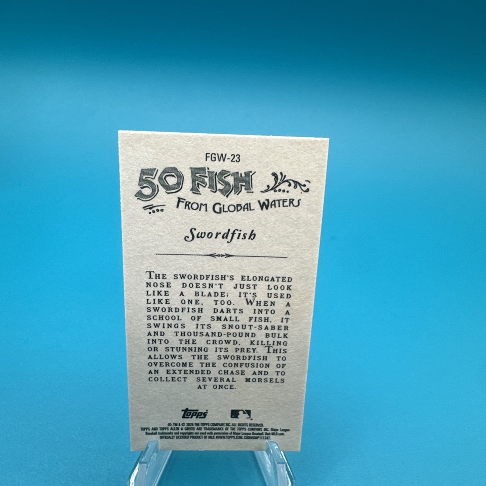 2025 Topps Allen & Ginter Mini FISH FROM GLOBAL WATERS Swordfish ...