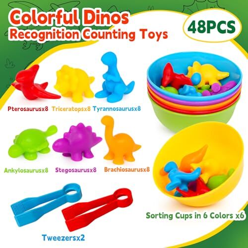 Counting Dinosaur Color Sorting Toys for Toddlers 1-3,Montessori ...