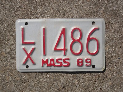 1989 Massachusetts Motorcycle License Plate MA LX 1486 Harley Indian ...