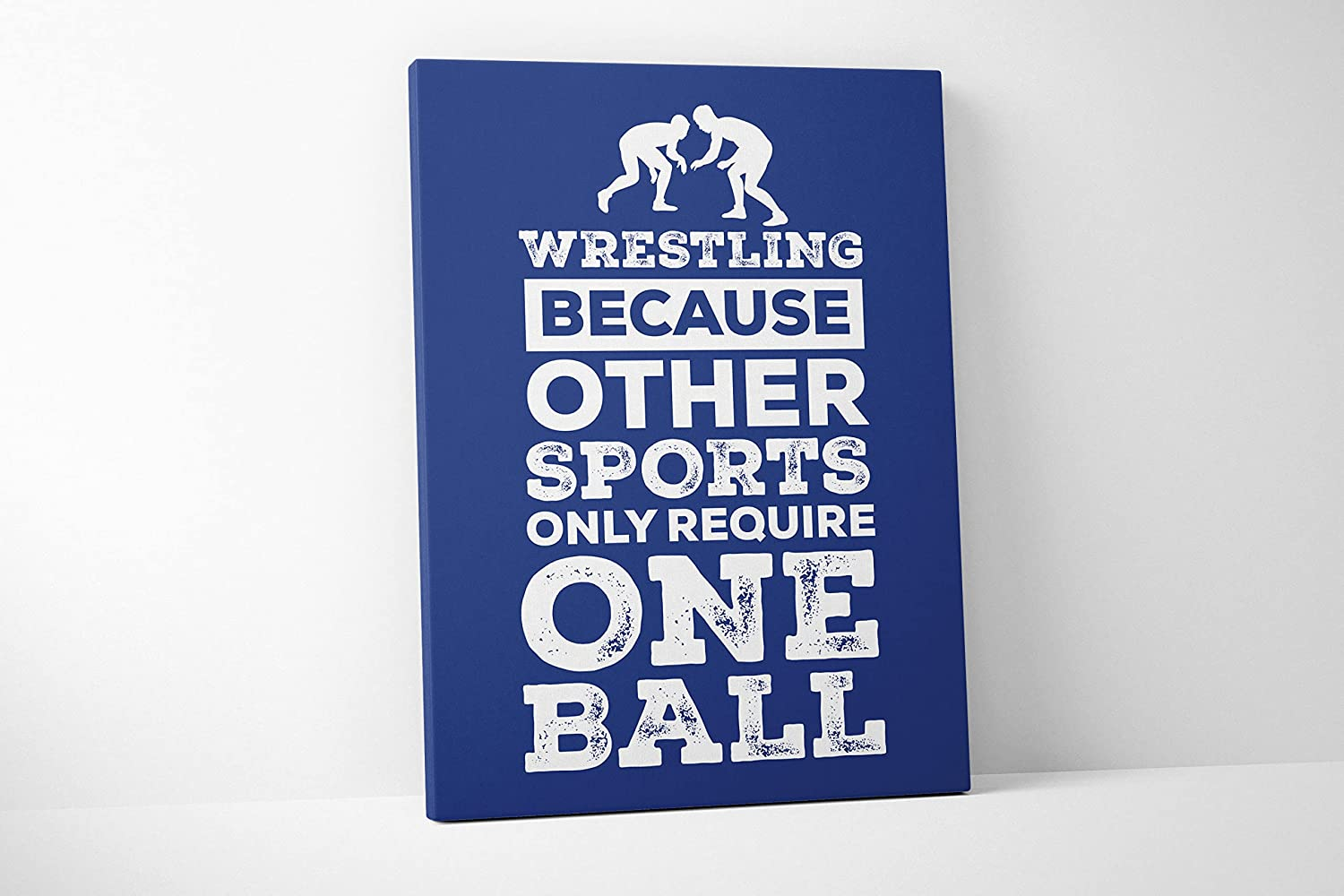 One Ball Wrestling Canvas - Artwork Wrestler Print - Blue White (8 x 10 ...