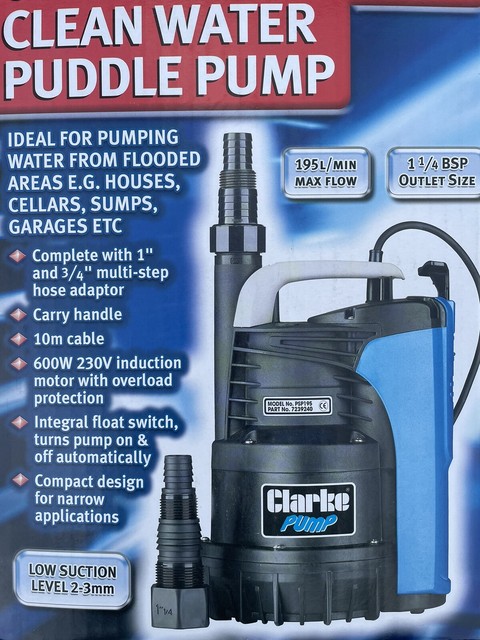 Clarke Psp195 600w Puddle Pump With Float Switch for sale online | eBay