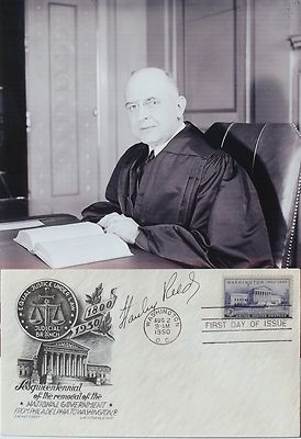 Associate Justice Stanley F. Reed Signed Cover Served 1938-1957 Supreme ...