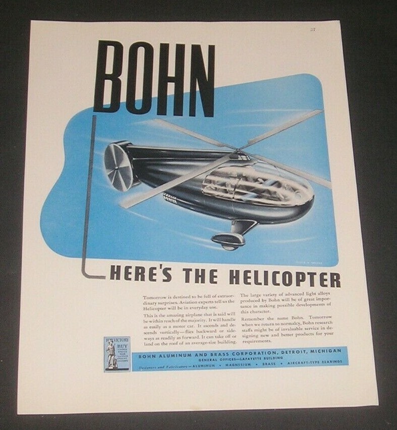 1943 Bohn Aluminum Print Ad - Helicopter of the Future - George W ...