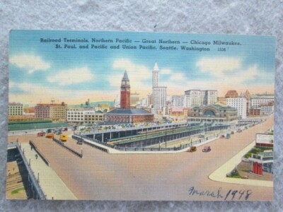 Railroad Terminals, Seattle, Washington Postcard, NP, GN, MILW And UP ...