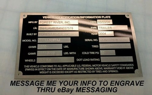 ENGRAVED 14 LINE TRAILER ID DATA PLATE NUMBER DATA TAG NAMEPLATE | eBay