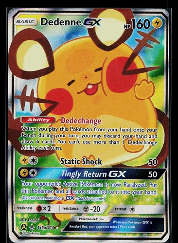 Pokemon Card - Dedenne GX 195a/214 Full Art SM Alternate Alt Art Promo ...