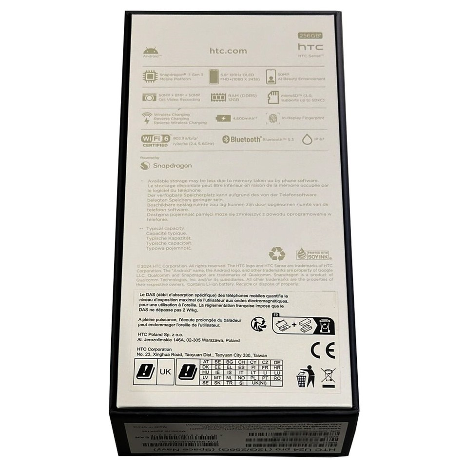 HTC U24 Pro 5G (Blue) 256GB + 12GB RAM Android 14 Unlocked Smartphone ...