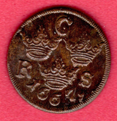 Sweden Copper 1/6 ore 1667 Carl XI 1660-1697 UNC Rare condition 157 | eBay
