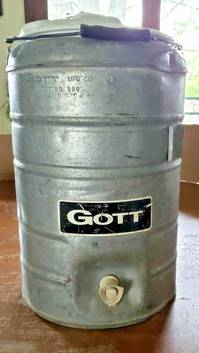VTG RUSTIC GALVANIZED GOTT 3 GALLON METAL WATER BEVERAGE CAN WITH ...