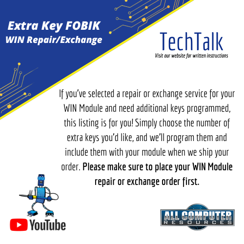Extra Keys for Dodge Jeep Chrysler VW - WIN Module Repair or Exchange ...