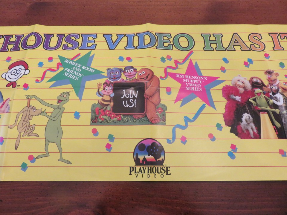 PLAYHOUSE VIDEO POSTER VINTAGE 36" x 12" MUPPETS GRINCH DR SEUSS ...