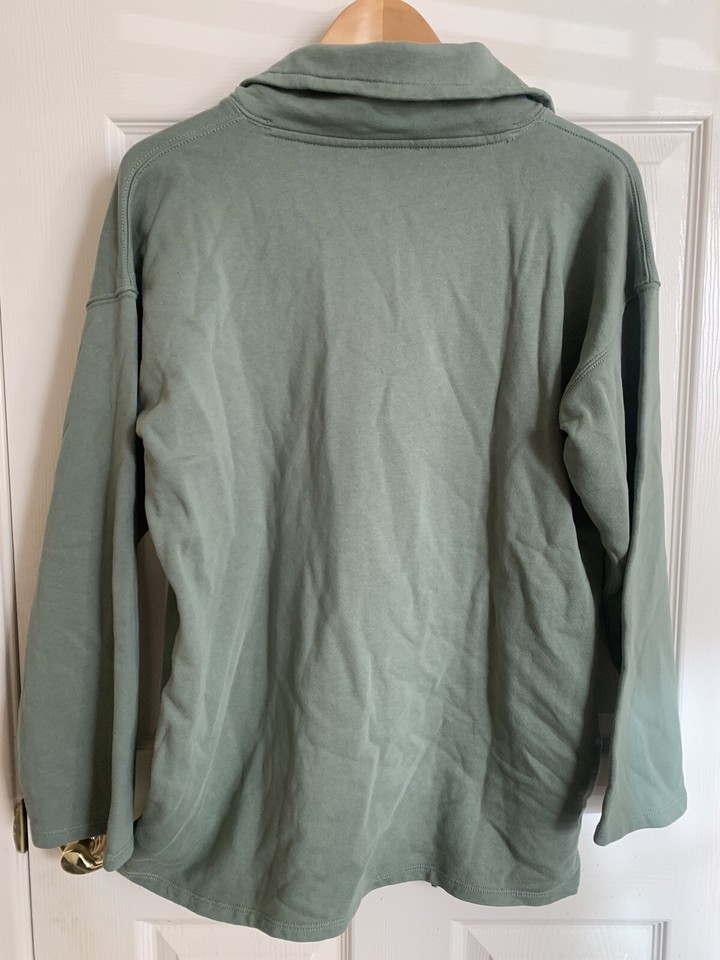 J Crew Quarter Zip Sweatshirt pullover oversized sage green small | eBay