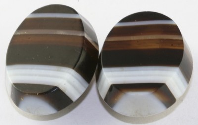 VICTORIAN ANTIQUE OVAL BANDED AGATE CUFF BUTTONS LINKS | eBay