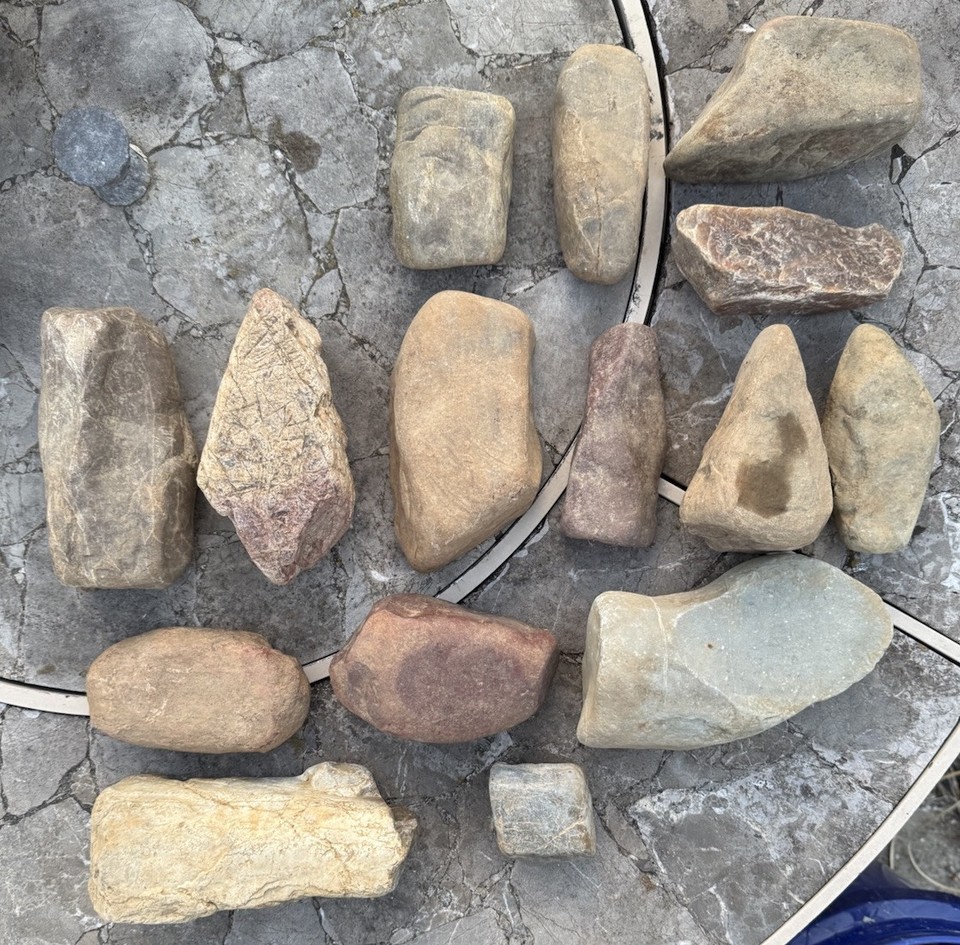 Native American Indian Artifact Lot Of 15 Celt Hammer Stones Jasper ...