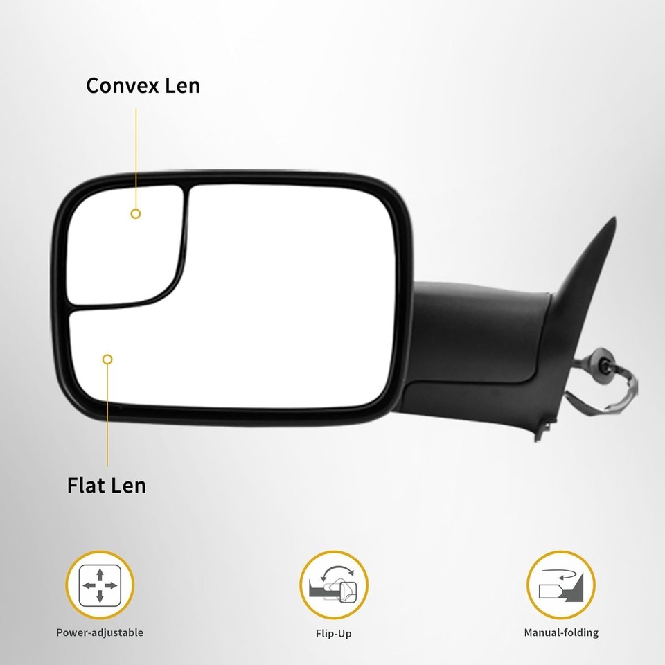 Towing Mirror Fit 94-97 Dodge Ram 1500 2500 3500, Tow Mirrors with ...