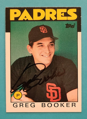 GREG BOOKER (Dec.) Hand Signed 1986 Topps #429 San Diego Padres ...