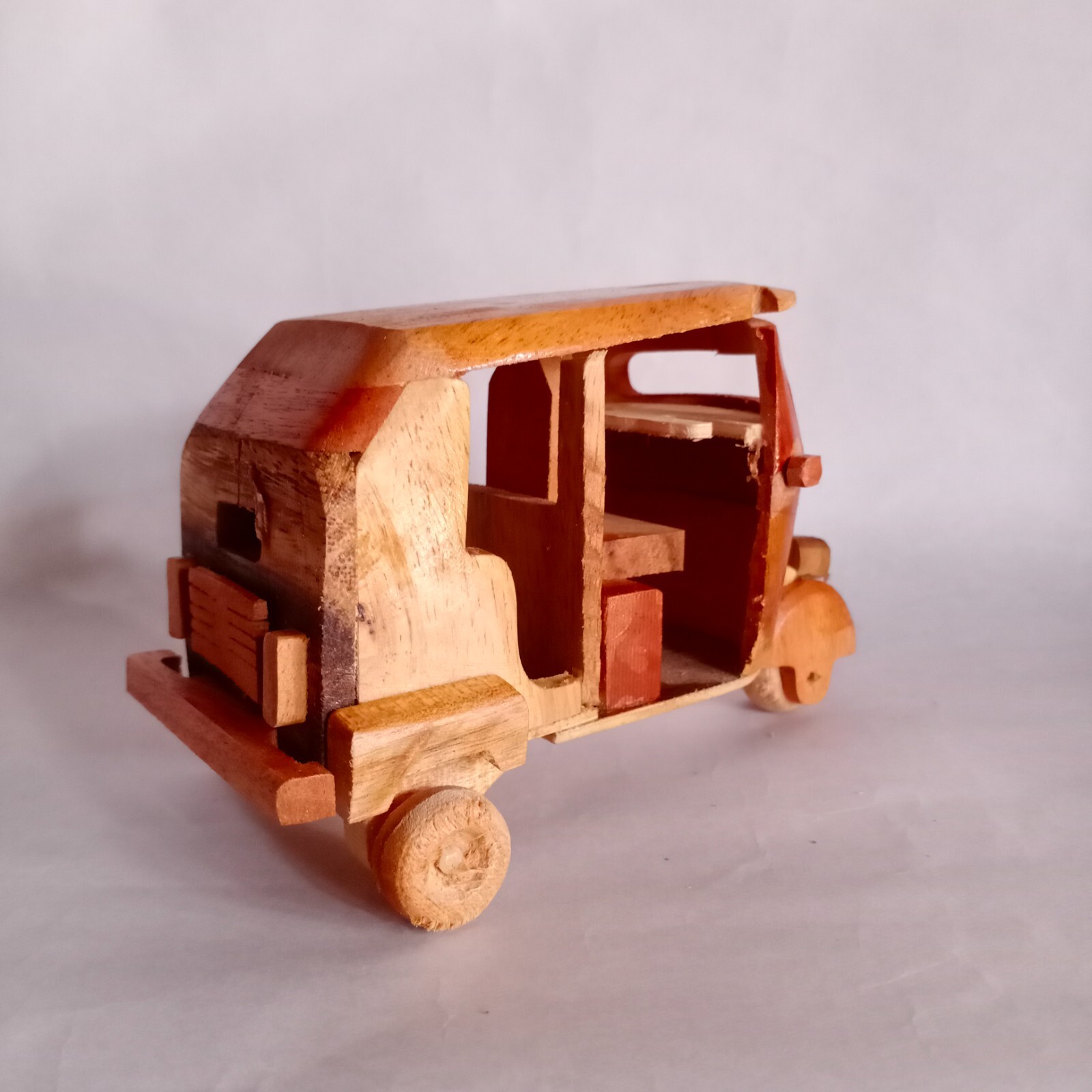 Organic Wooden Three Wheel Toy Rickshaw HandCraft Travel Home Table ...