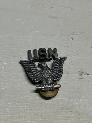 Vintage USN US Navy Silver Filled Eagle Screw Back Military Pin Badge ...