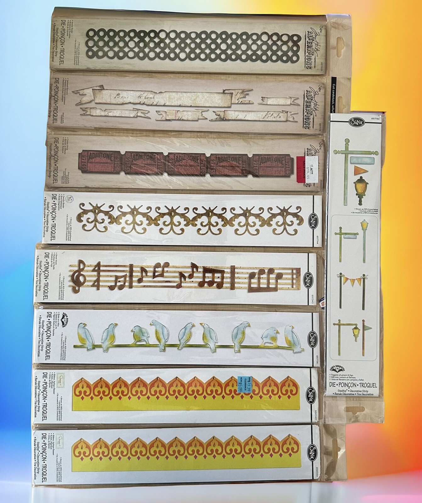 Lot Of 9 NEW Sizzix Sizzlits Die Decorative Strips Jim Holtz ...