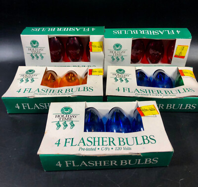 5x Set of 4 Holiday Time Flasher Bulbs ~ Christmas Decoration Light | eBay