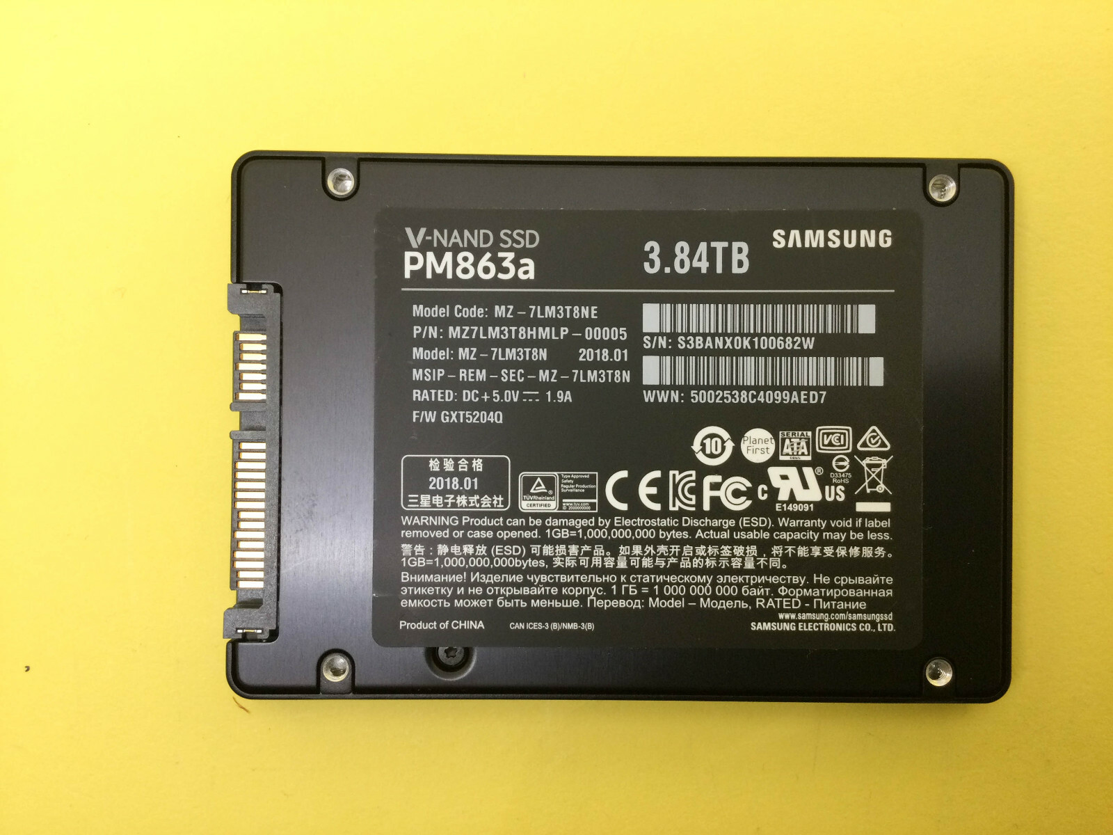MZ-7LM3T8N Samsung PM863a 3.84TB SATA 2.5in SSD MZ7LM3T8HMLP | eBay