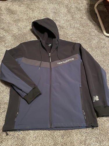 New Balance Mens Large Full Zip Quilted Soft Shell Fleece Jacket 4 Way ...
