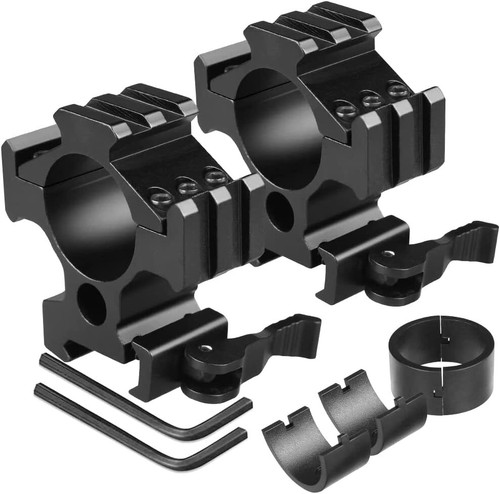 2Pcs QD High 1''& 30mm Rifle Scope Rings Mount with 3 Side 20mm ...