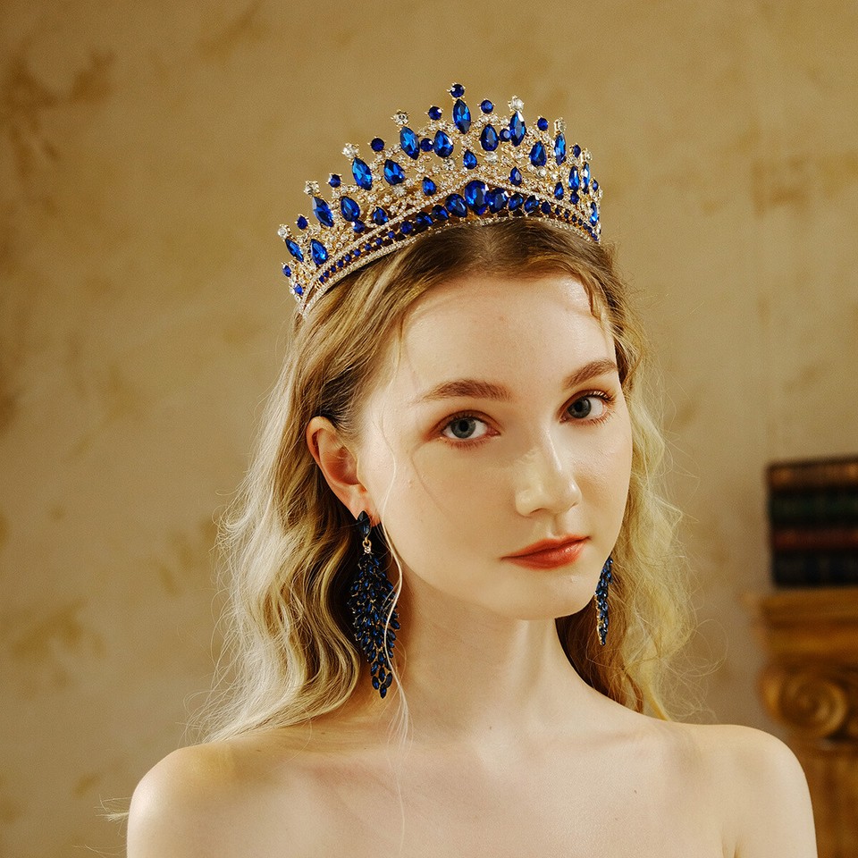 7.5cm Tall Large Crystal Wedding Queen Princess Prom Tiara Crown For ...