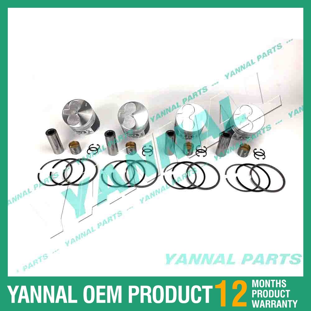 4Pcs Piston With Piston Ring+0.5mm For Shibaura N844 115017491 engine ...