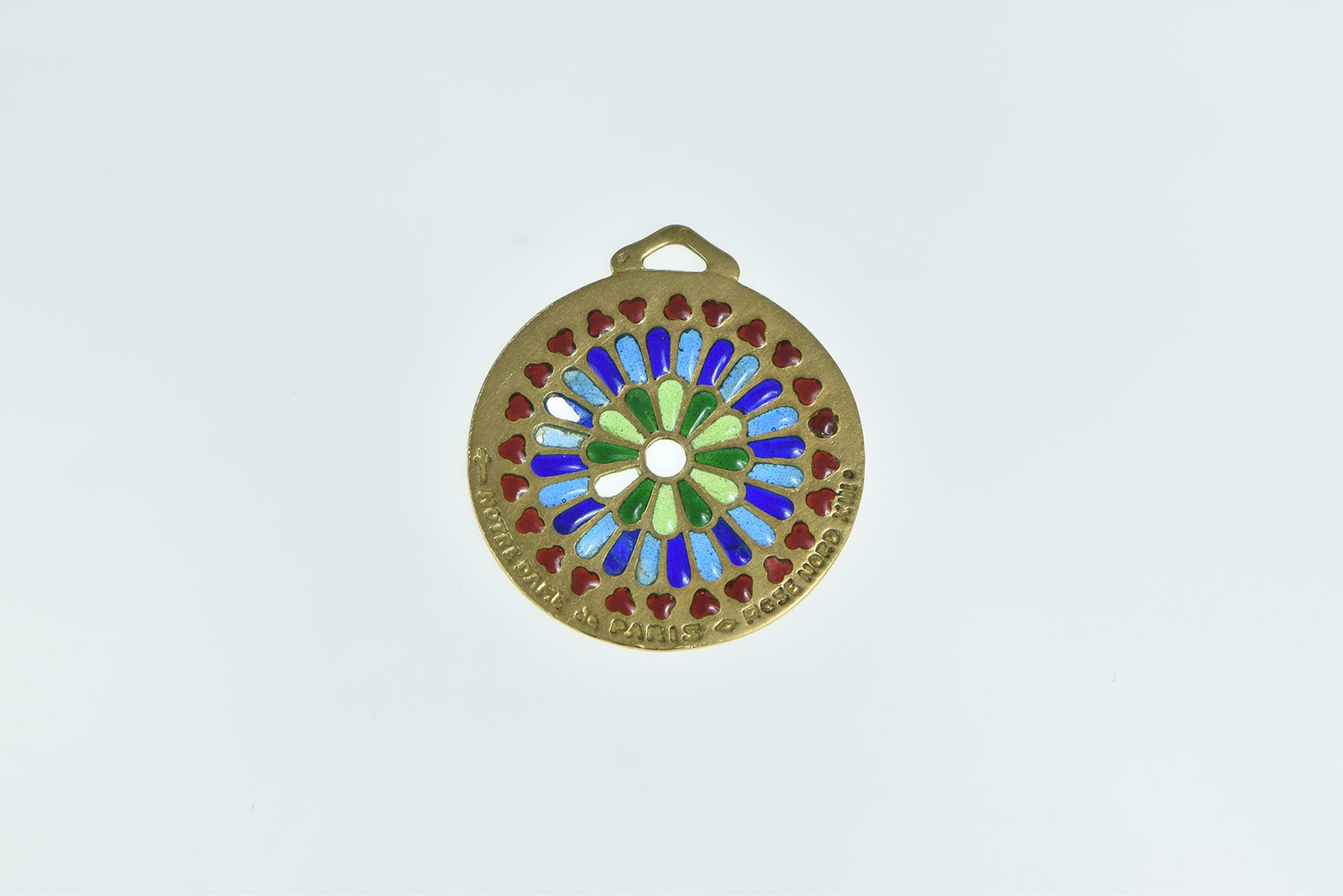 14K Notre Dame Cathedral Stained Glass Window Charm/P… - Gem