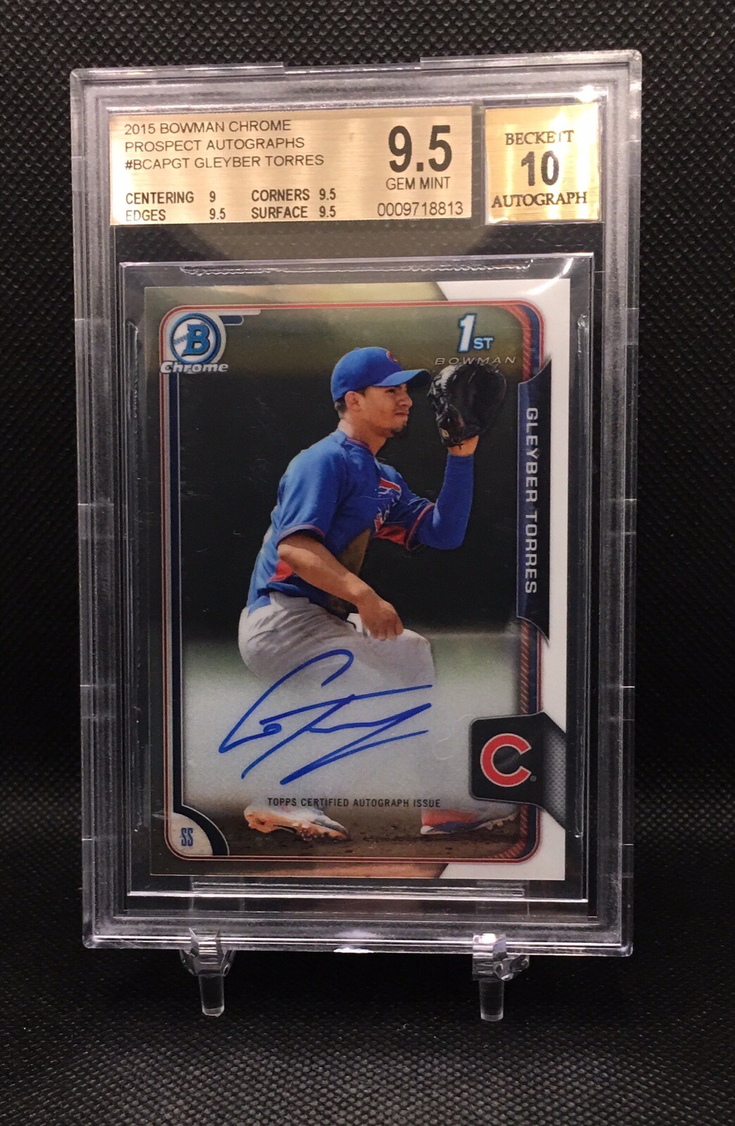 BGS 9.5/10 GLEYBER TORRES AUTO 2015 BOWMAN CHROME Autograph ROOKIE RC ...