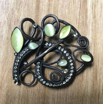 Vintage Sorrelli Brooch Pin Floral Green White Color Stones | eBay