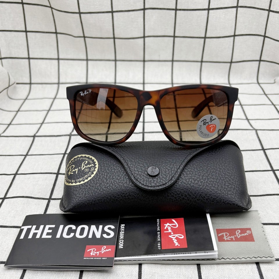 Ray-Ban JUSTIN Rubber Gray-Brown RB4165 54mm Sunglasses Matte Tortoise ...