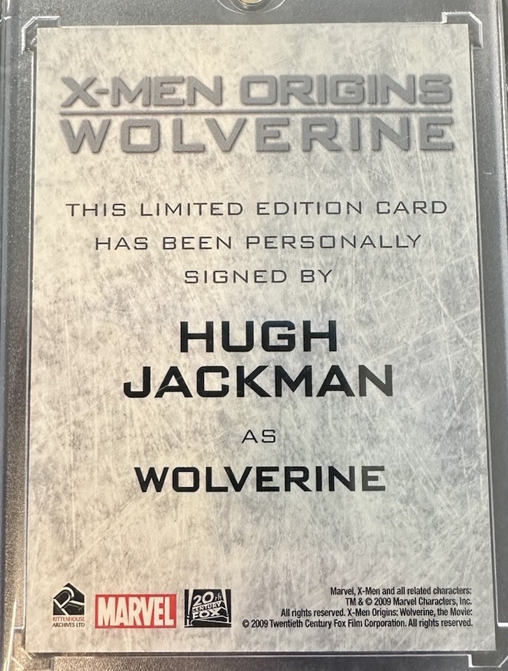 2009 Marvel X-Men Origins Hugh Jackman Wolverine Signed Autograph on ...