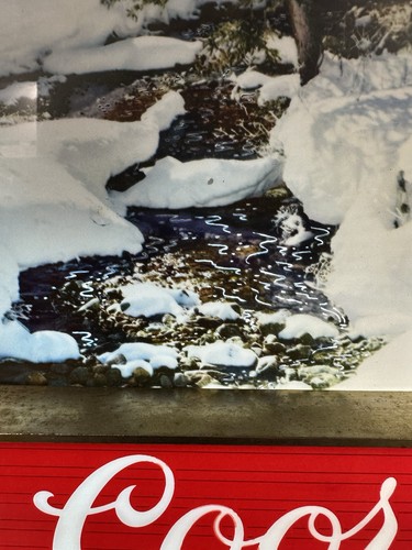 Vintage Coors Beer Rocky Mountain Flowing Stream In Snow Motion Lighted ...