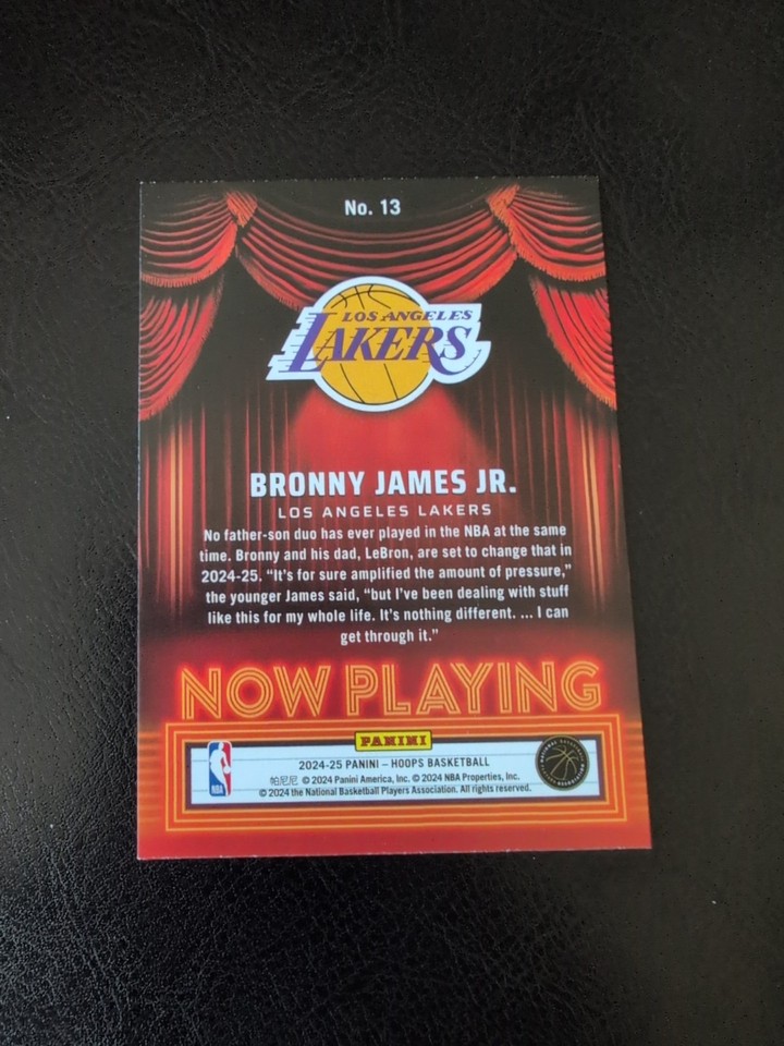 2024-25 Hoops Bronny James Jr. Now Playing SP #13 Lakers | eBay